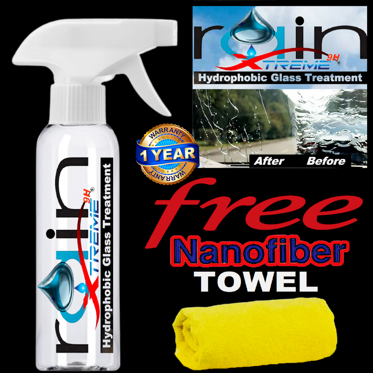 CERAMIC CAR COATING RAIN XTREME GLASS TREATMENT TRICURE TECHNOLOGY ...